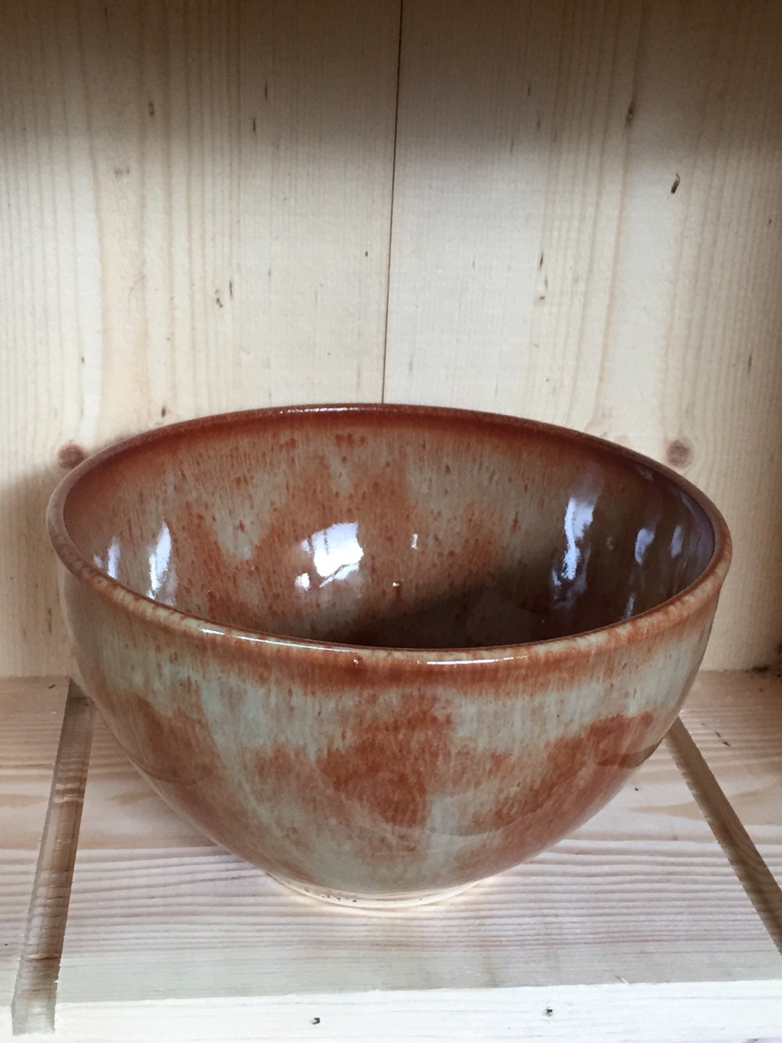 Functional ceramic bowls food safe orange white by OrlyksCeramics