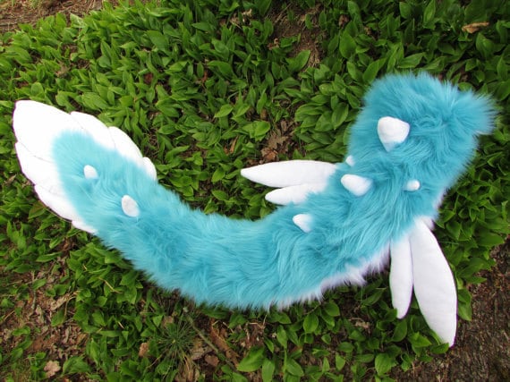 Fluffy Furry Angel Dragon Tail Any Color Cosplay Minky Fins
