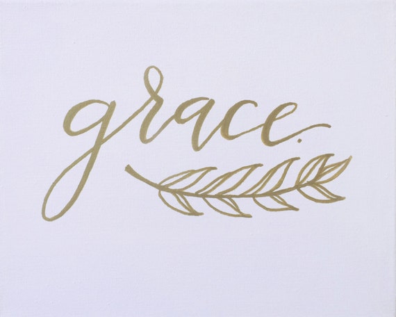 Grace 8x10 hand lettering canvas art original