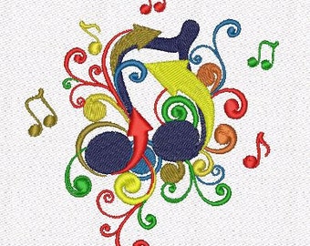 VIOLIN and SHEET MUSIC Machine Embroidery Quilt BlocksAzeb