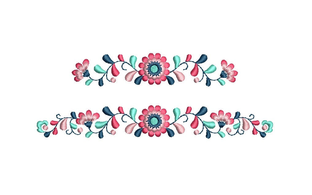 Guarda de flores matriz de bordado. 2 tamaños. Descarga