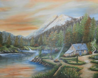 Items similar to Rustic cabin, Winter scenes, Archival prints, Country ...