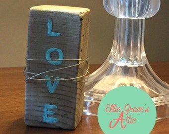 LOVE Block Letter Vertical Print Watercolor Nursery Art