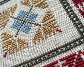 Red Square Tile Cross Stitch PDF Chart by NicolaCookNeedlework