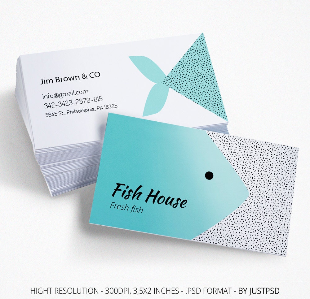 Free Customize Fish store business cards Nautical Business