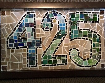 Mosaic house number | Etsy