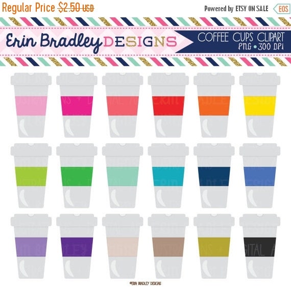 SALE Coffee Clip Art Graphics Personal & by ErinBradleyDesigns
