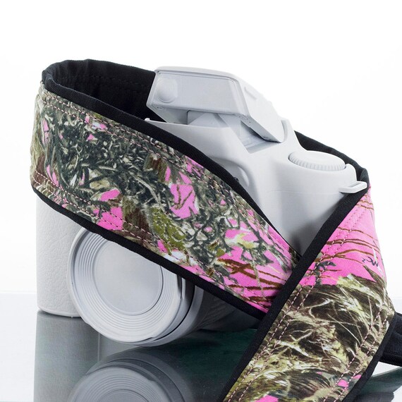 dSLR Camera Strap Pink Camo Camouflage SLR Canon camera by ten8e