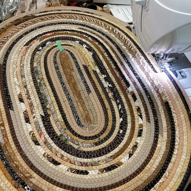 Upcycled recycled fabric baskets and mats by PrairieThreads