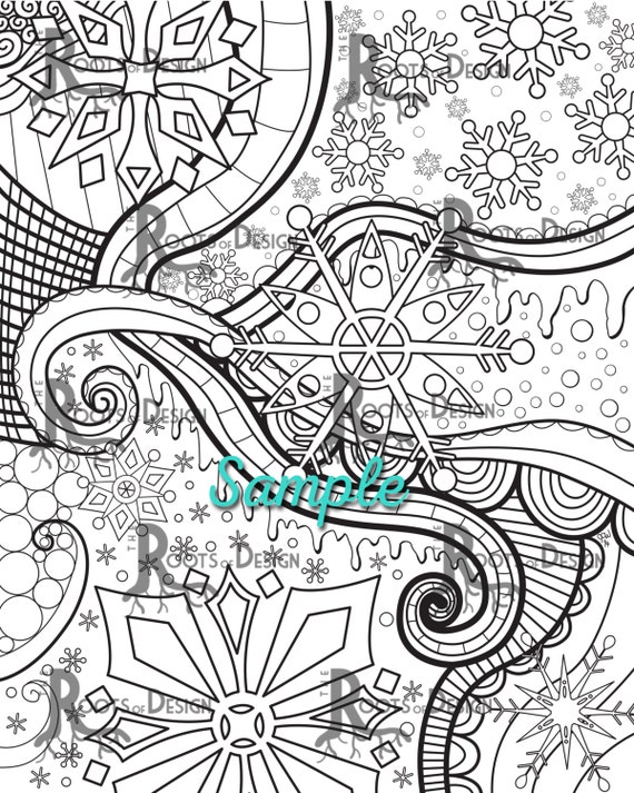 INSTANT DOWNLOAD Coloring Page Snowflake Doodle/ by RootsDesign