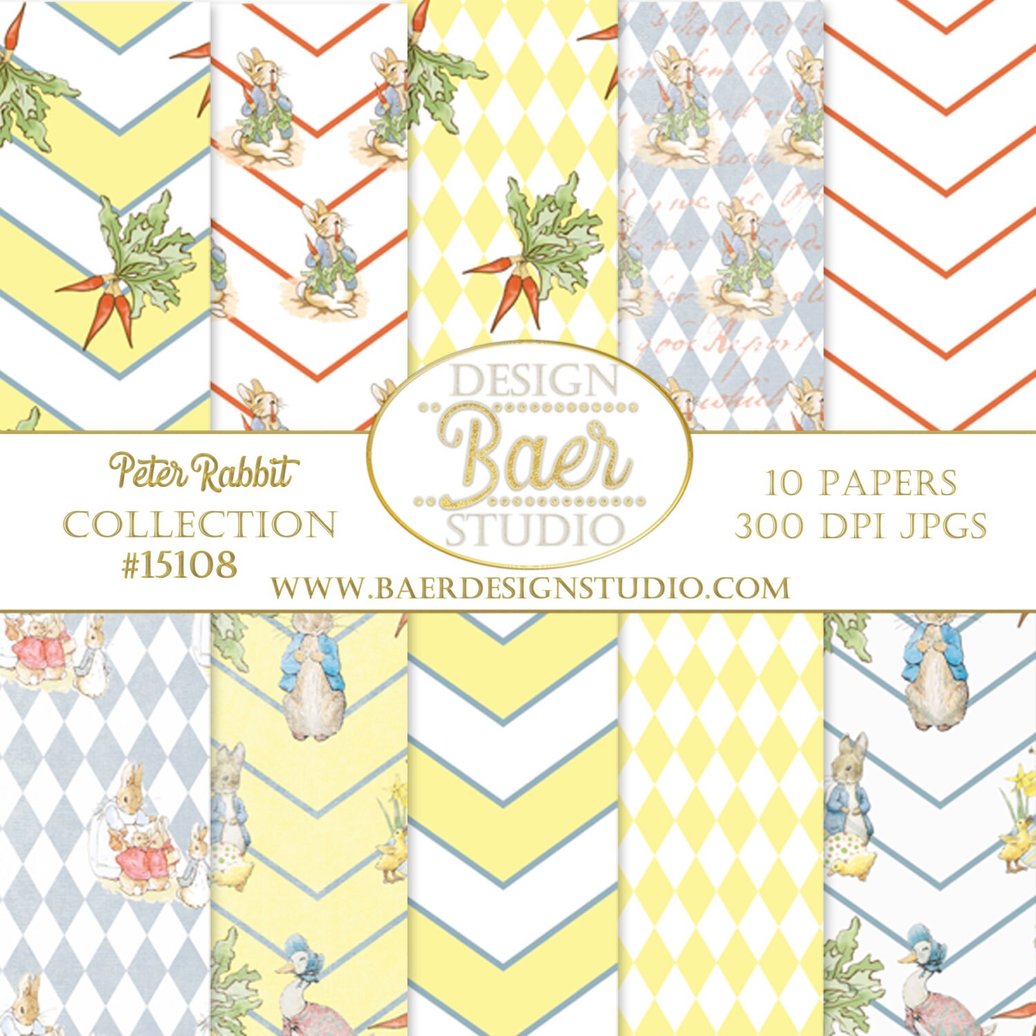PETER RABBIT Digital Paper:Easter Paper Beatrix Potter