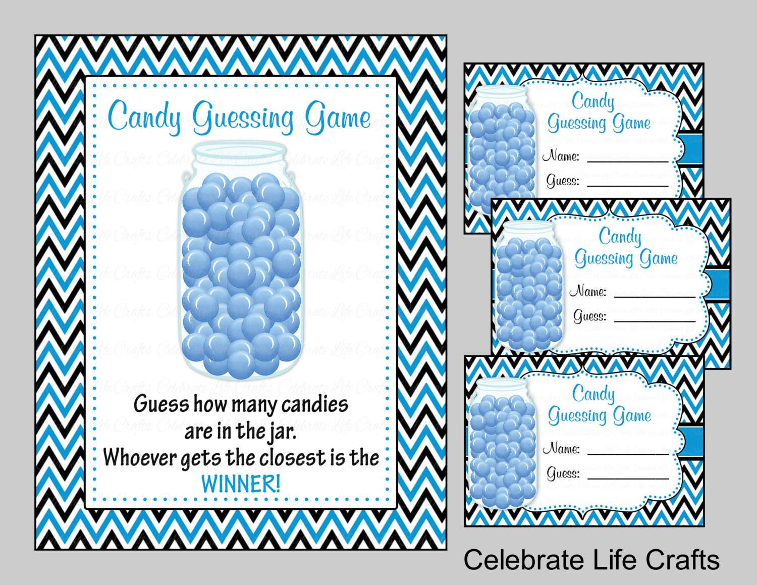 Baby Shower Candy Bottle Or Candy Jar Guessing Game Sign And