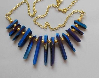 Natural Raw Crystal Quartz Point Beads White Titanium by StoneAge2