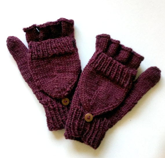 Convertible Wool Fingerless Mittens for Women by chudyhome on Etsy