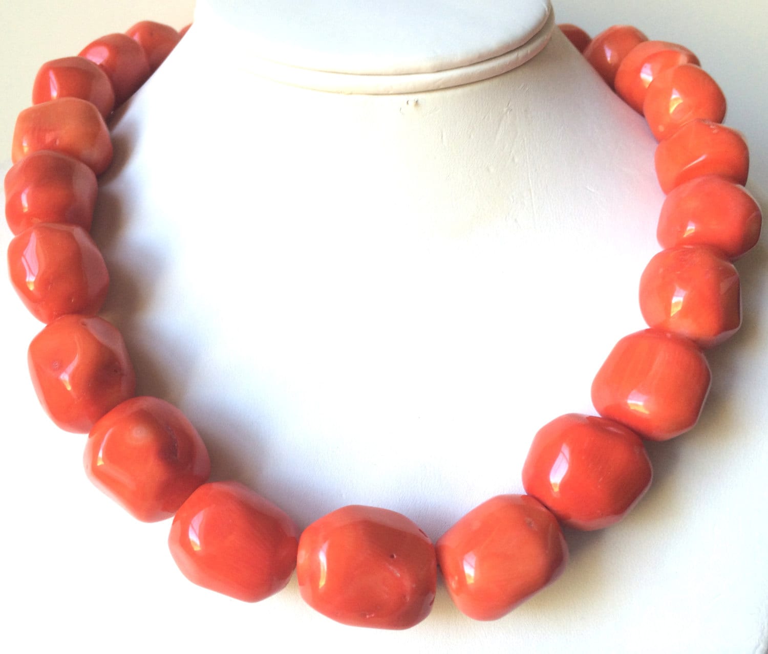 Orange Coral Necklace Large Coral Necklace Beach Wedding