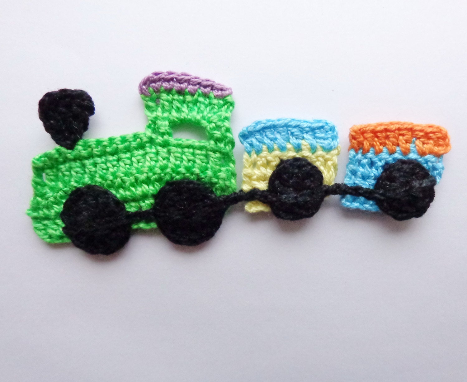 Crocheted Applique Train 1pcs From Cotton Yarn Crochet