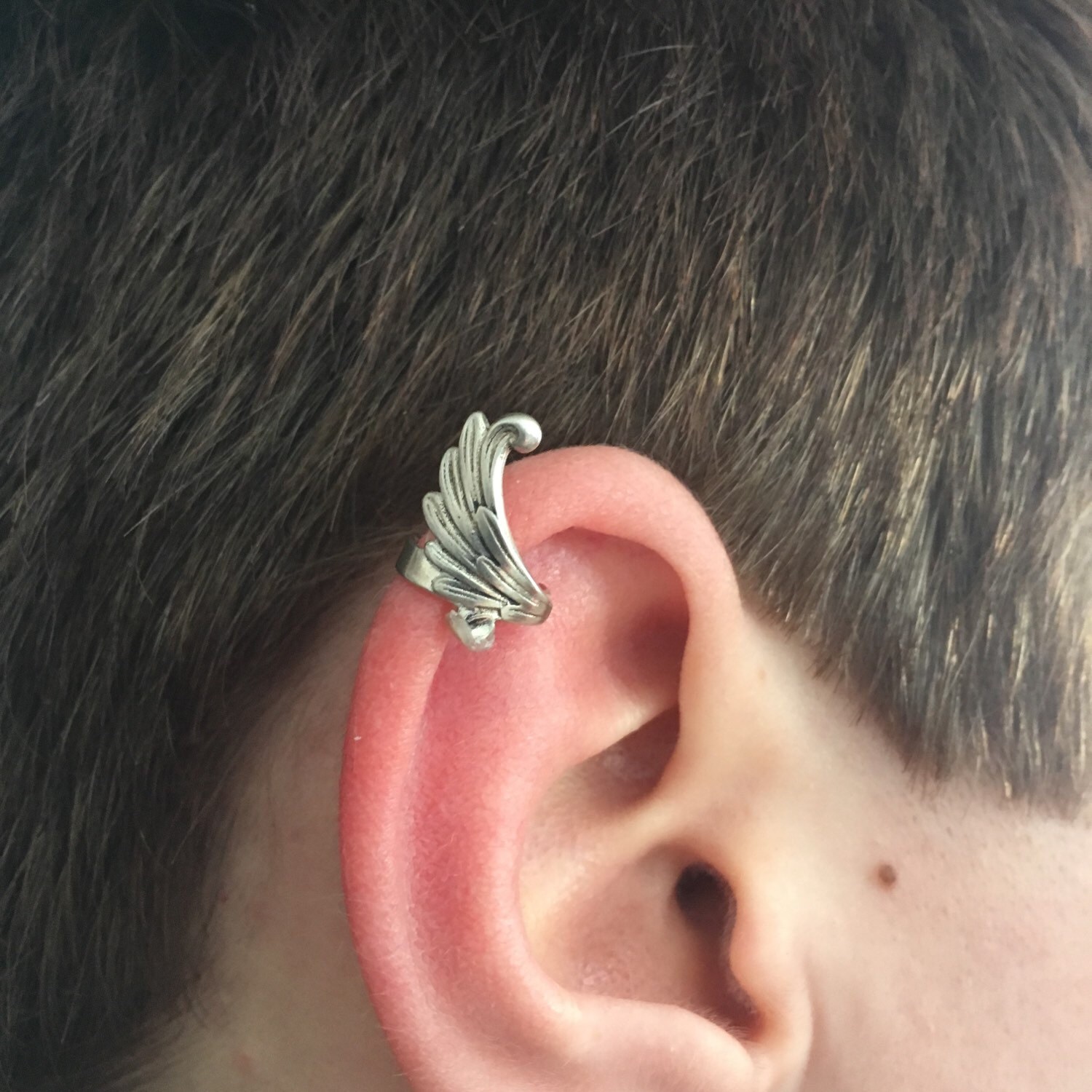 Angel Feather Wing Ear Cuff Wrap Sterling Silver by JewelryGeeks