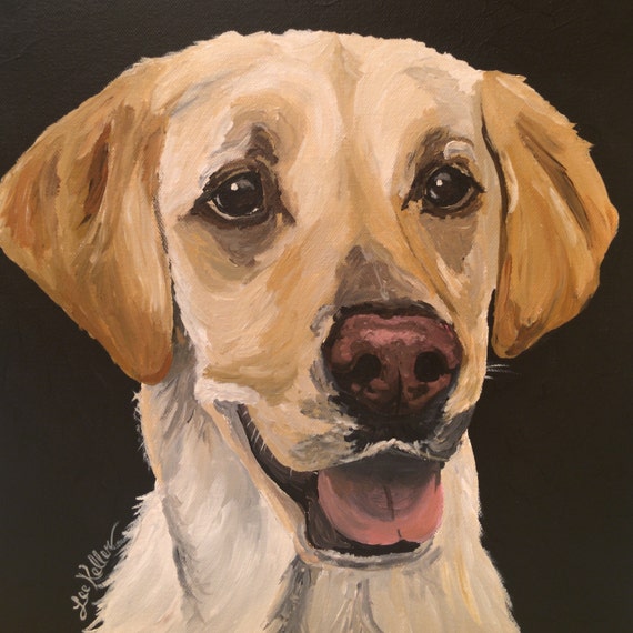 Yellow lab art print from original painting Yellow lab art