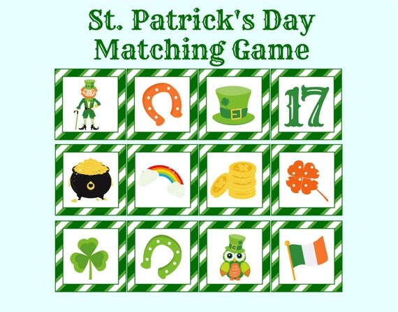 St. Patrick's Day Memory Game. Instant Digital Download.