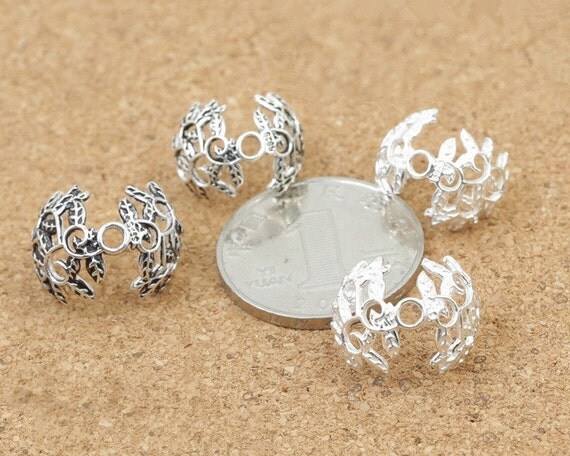 Sterling Silver Bead Caps 925 Silver Flower Bead End Caps