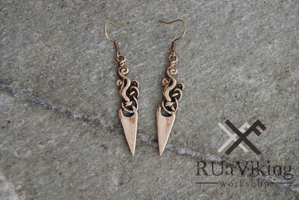 Urnes style Viking earings bronze dangle Viking earrings