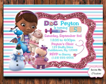 Adorable Doc Mcstuffins Dr. Bag Invite Birthday party 1st