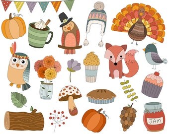 Woodland Critters Clip Art Set of 30 300 DPI PNG JPG and