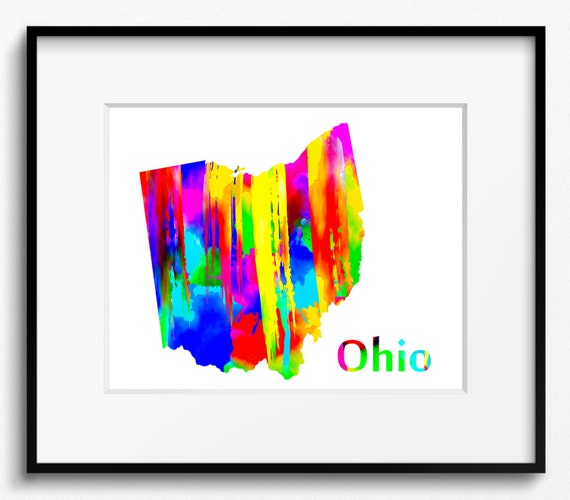 Ohio State Map Watercolor Art Print 096