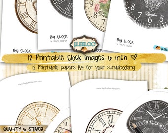 VINTAGE CLOCK 8 inch circle printable clock face jpeg