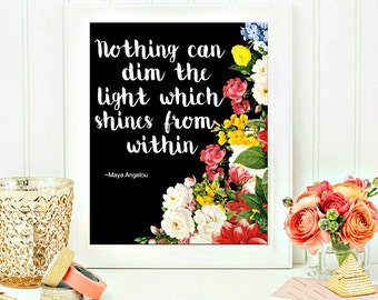 Items similar to Home Decor - Illustrated quote - Maya Angelou - Light ...