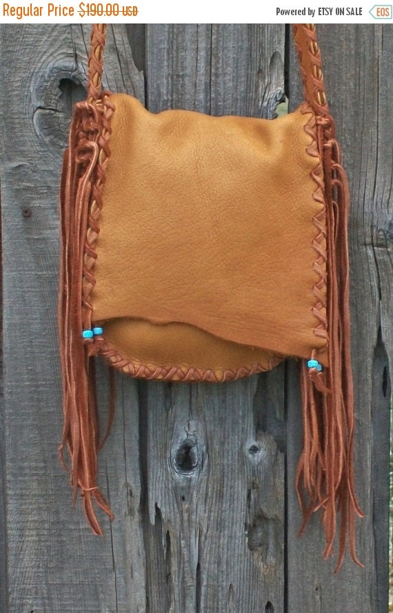 ON SALE Handmade crossbody shoulder bag with fringe by thunderrose