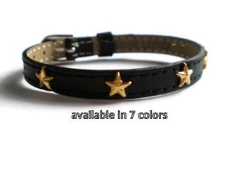 Gold leather cuff | Etsy