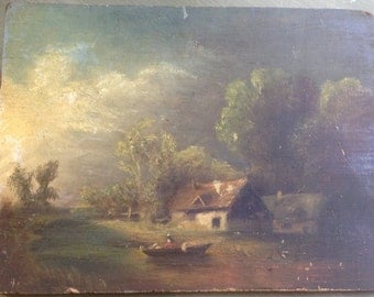 Items similar to Antique landscape oil painting by Austrian artist ...