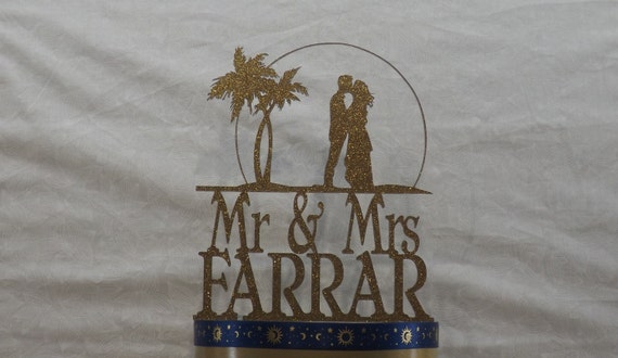 Sunset Beach Wedding Cake Topper Personalized with your
