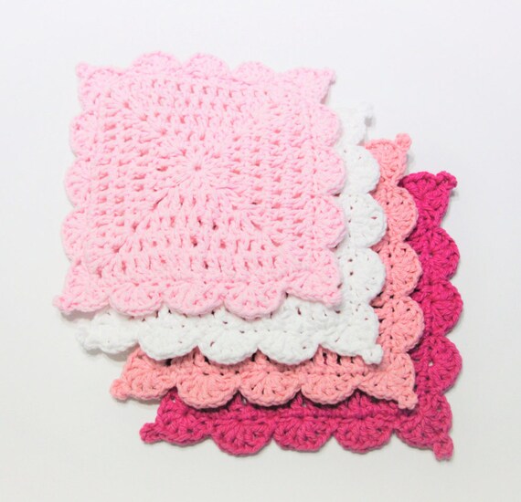 Crochet Dishcloth Pink Crochet Washcloths by CraftCreationsbyRose