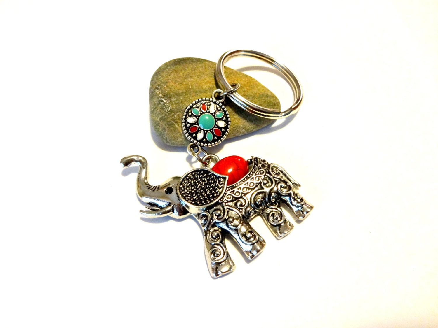 Elephant Keychain Elephant Gifts Tribal Keychain Jade
