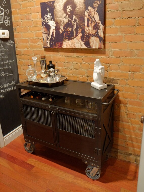 Modern Industrial Steel Bar Cart/ Trolley