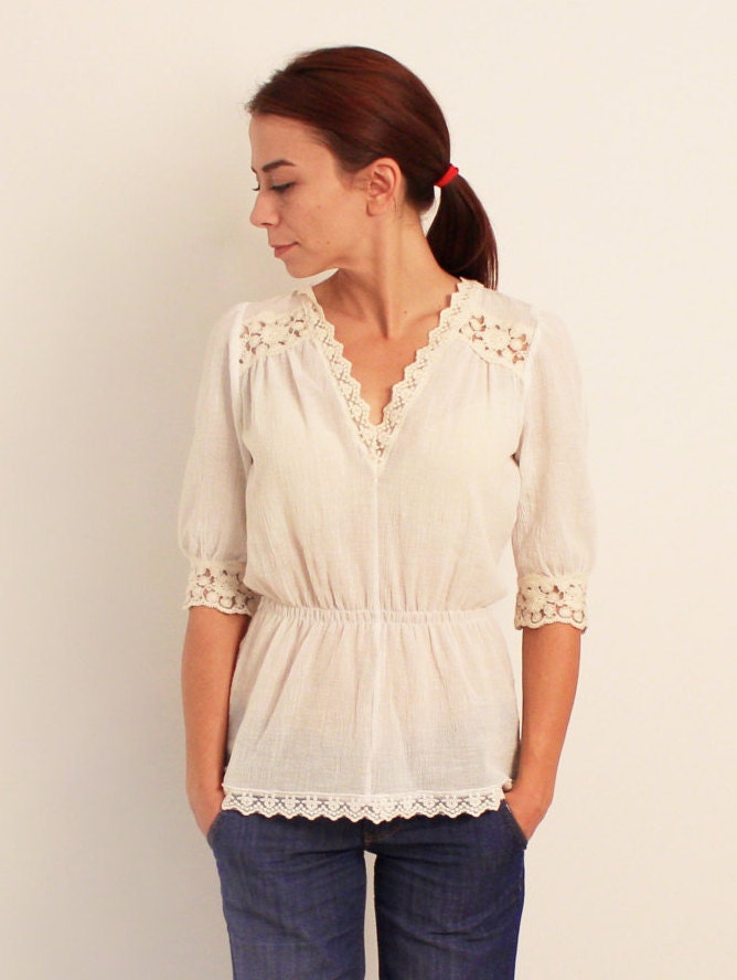 Rustic cotton blouse boho blouse bohemian blouse medium