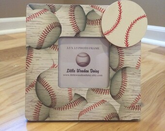 Items similar to Wood block picture frame for 4x6 photo; baseball ...