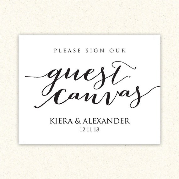 Please Sign Our Guest Canvas Wedding Sign 8x10 Wedding Sign