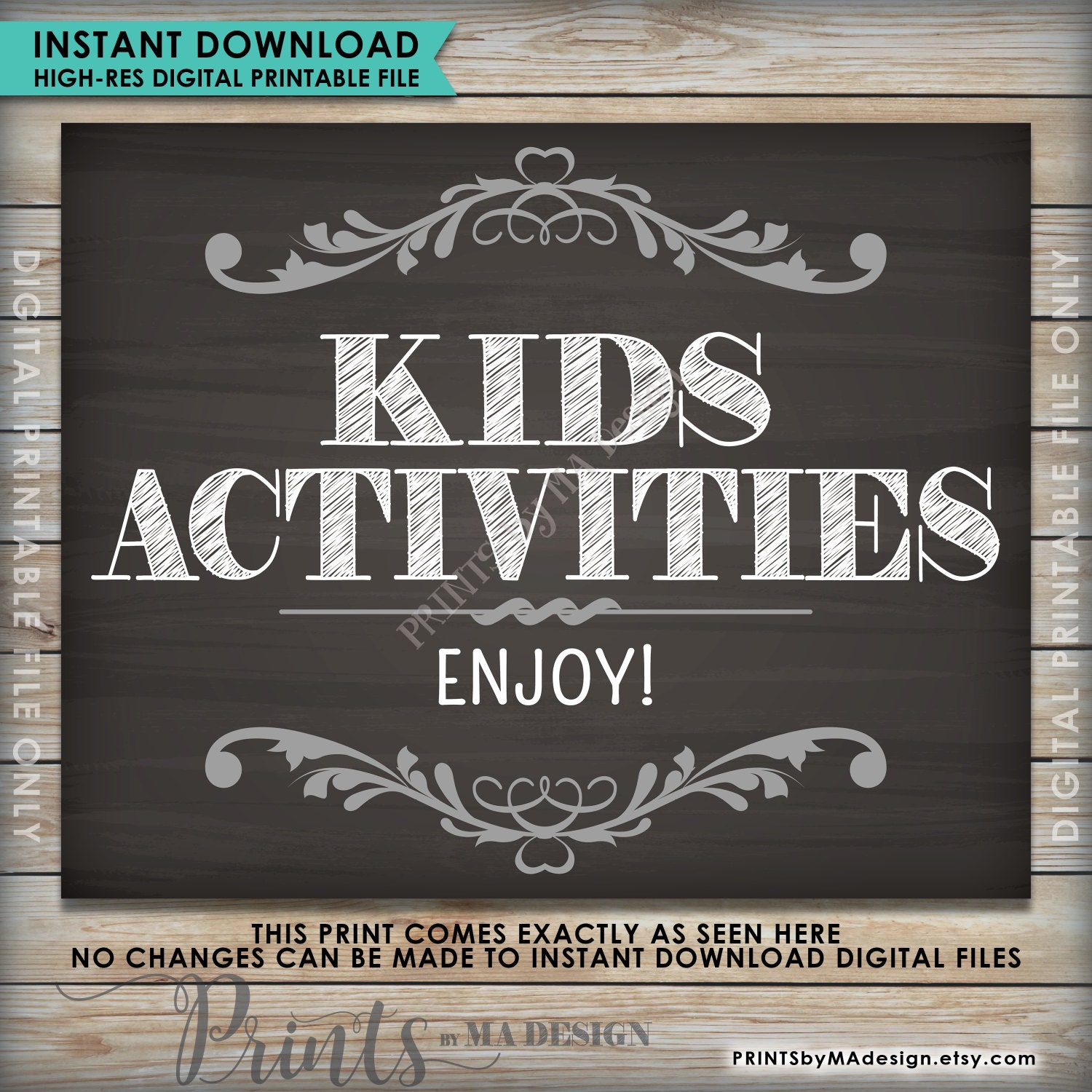 Kids Table Sign, Kids Table Wedding Sign, Activities Kids Corner, 8x10 ...