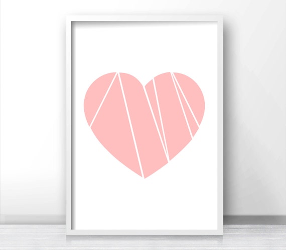 Pink Heart Wall Art Print Printable Art Pink Decor Wall Art