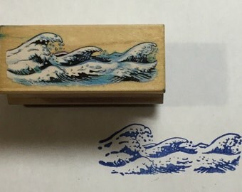 Wave rubber stamp | Etsy