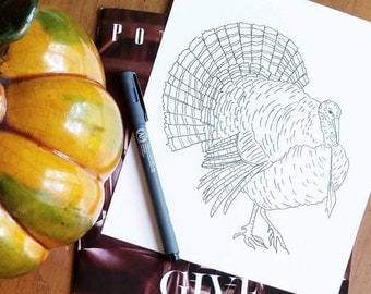 Watercolor turkey | Etsy