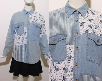 Unique patchwork denim related items | Etsy