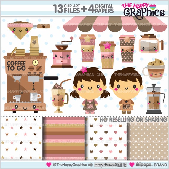 Coffee Clipart Coffe Graphics COMMERCIAL USE by TheHappyGraphics