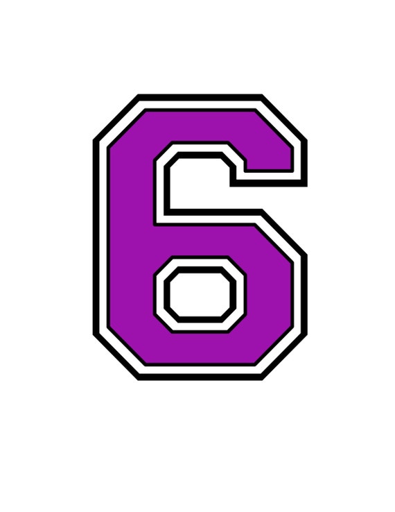 Iron on purple number 6 for Tshirt transfer INSTANT DOWNLOAD