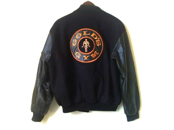 Vintage Gold's Gym leather letterman coat // 1980s 1990s