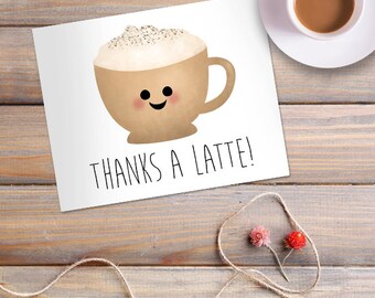 Thanks a latte card | Etsy