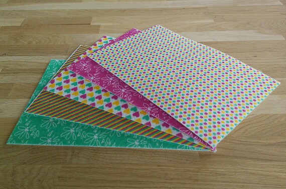 5 Printed Felt Sheets Felt With a Pattern.